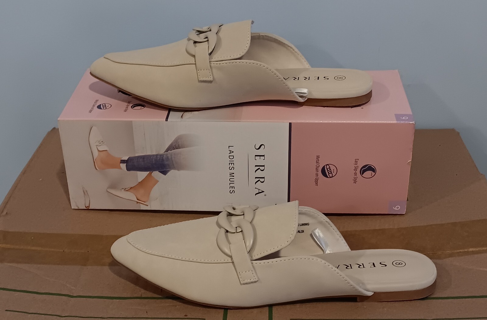 Serra Brand Size 8 Ladies Slip On Mules, New With Box Ivory | eBay