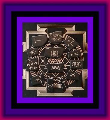 13 PC BLACK TOURMALINE WICCAN RUNE STONE SET, PAGAN RUNE SET, BLACK ...