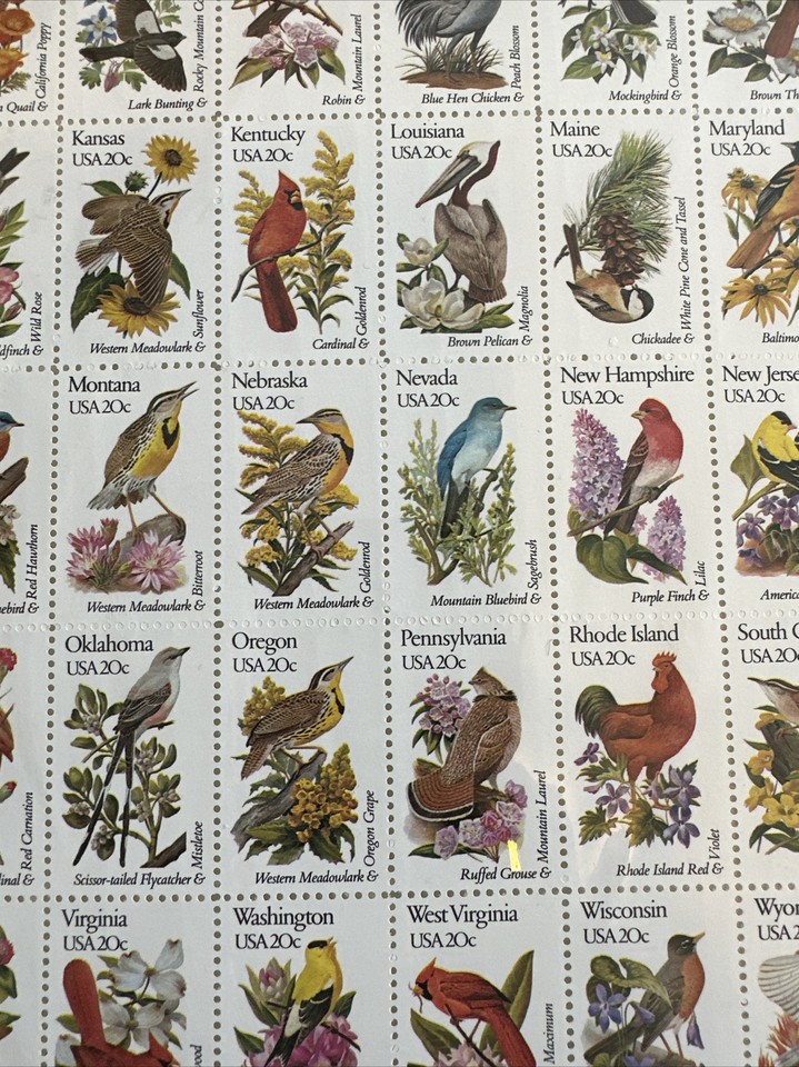 1981 USPS 50 States Birds and Flowers, 20c Commemerative Stamps | eBay
