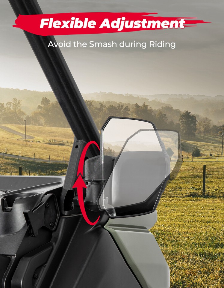 2PCS Left and Right Side Mirrors For 2016-25 Can Am Defender HD5 /8/10 ...