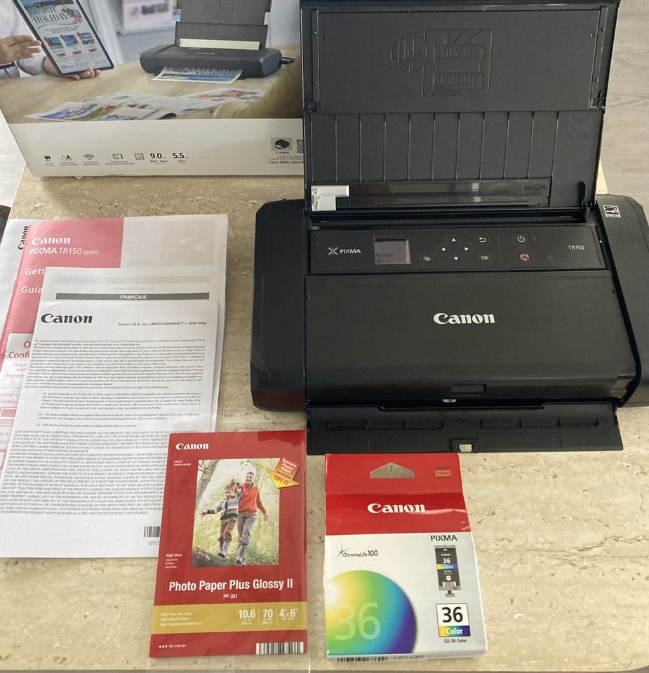 Canon PIXMA TR150 Color Inkjet Digital Portable Printer W/ New Ink, No ...