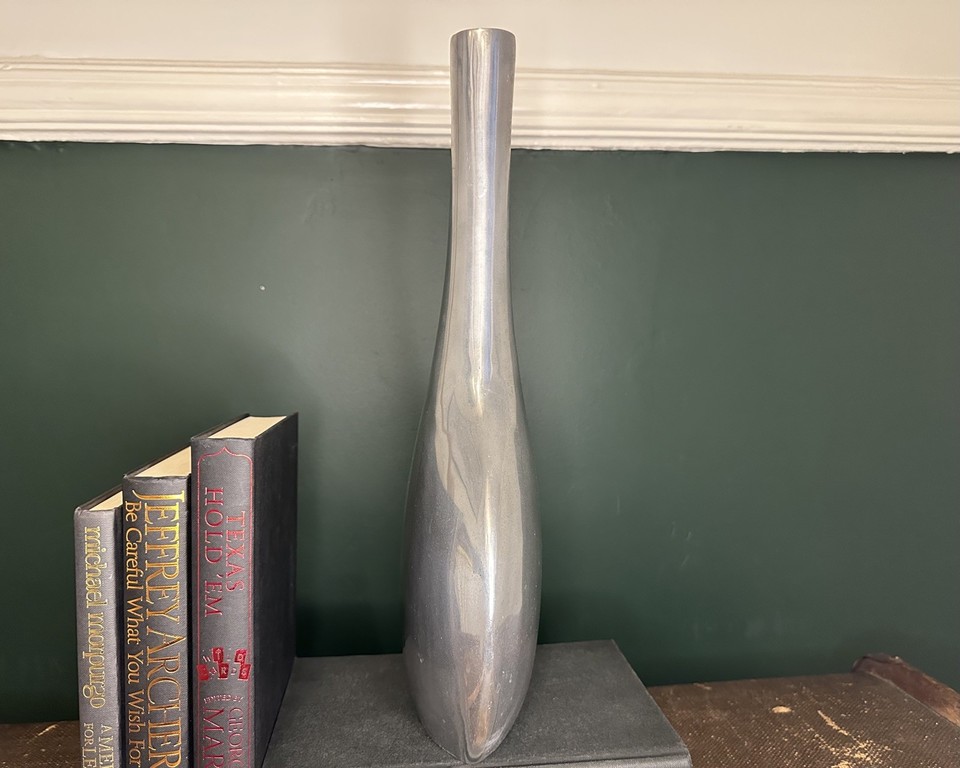 Beautiful Objects: Heavy Cast Metal Sculptural Bottle Vase Sleek ...