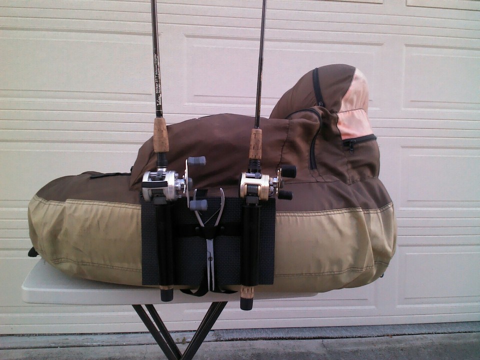 DOUBLE ROD HOLDER FOR FISHING FLOAT TUBE. FITS SPINNING , CASTING, FLY ...