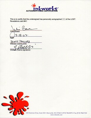 Signed Contract JULIE BOWEN AUTOGRAPH Certification Witnessed SCOTT ...