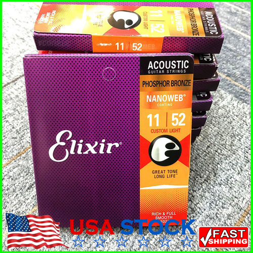 Elixir Nanoweb Phosphor Bronze Acoustic Guitar Strings 16027 (11-52) | eBay