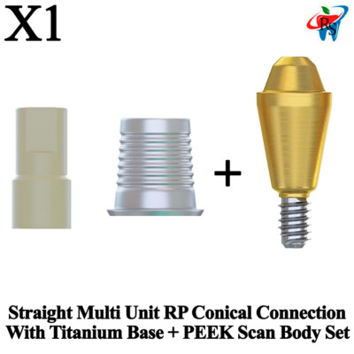 1x Set Dental Straight Multi Unit 1.6 RP Conical 2.65 PEEK Scan Body ...