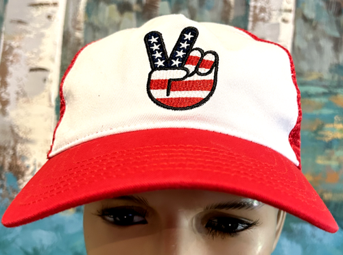 Mighty Fine American Flag Printed Peace Sign Baseball Hat One Size NWT ...