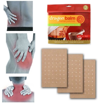 3x Dragon Balm Pain Relief Patches Herbal Back Plasters Deep Heat ...