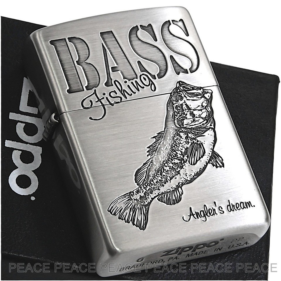 Zippo lighter items ZIPPO lighter Black Bass Fishing Silver Antique ...