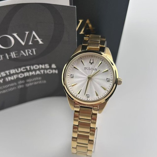 New Bulova Sutton White Diamond Dial Stainless Steel Women's Quartz ...