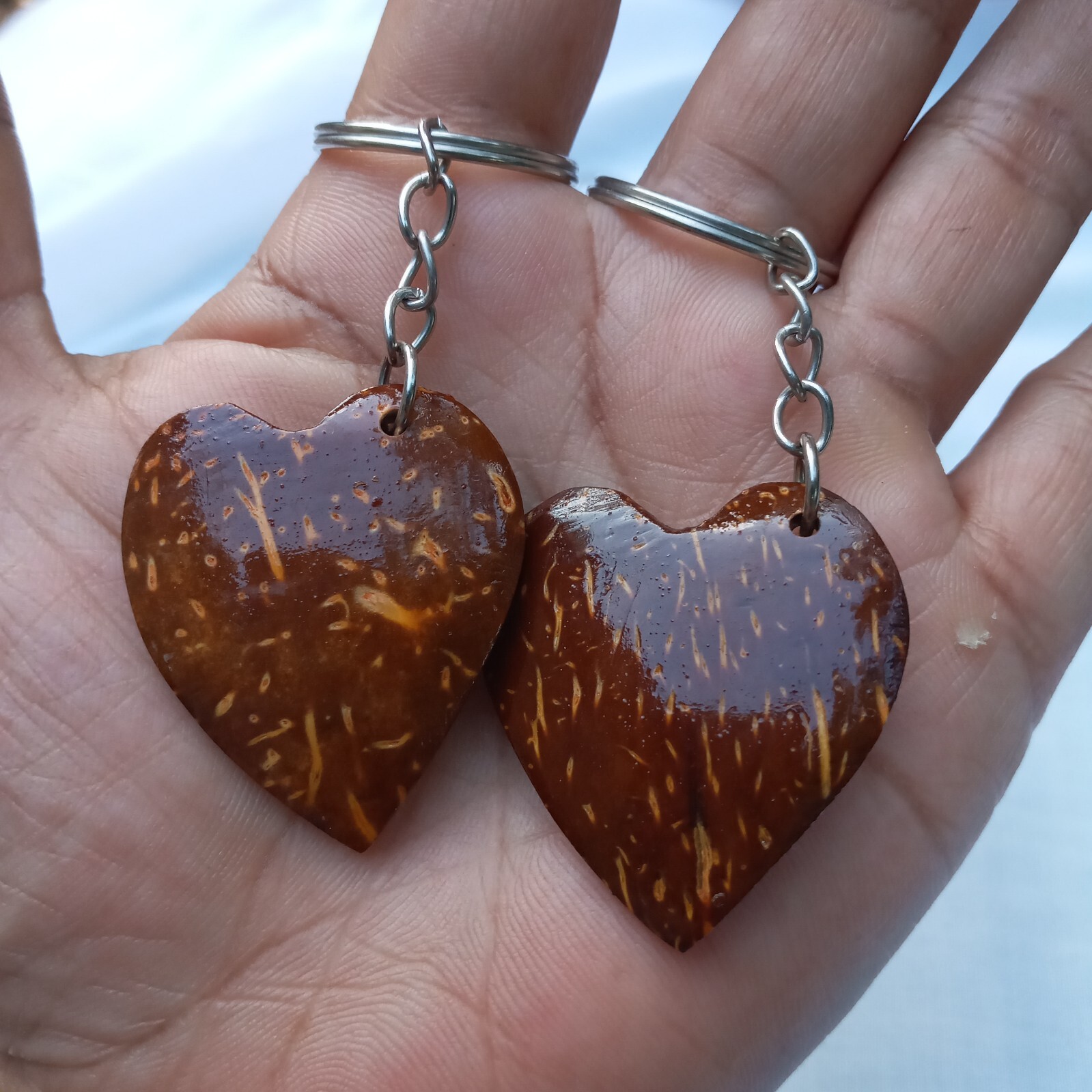Coconut Shell Key Tag Heart Shaped Eco Friendly Handmade Brown Sri ...