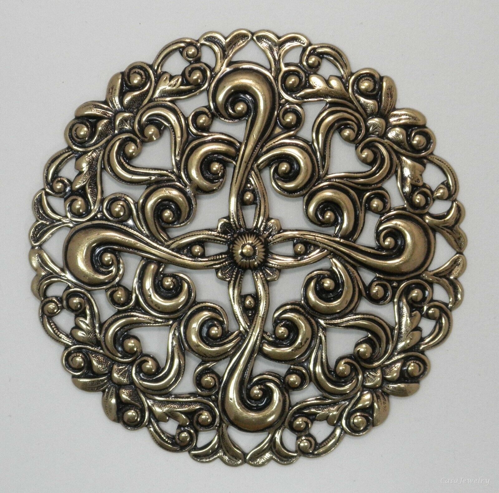 #4112 LARGE ROUND ANTIQUED GOLD FILIGREE - 1 Pc Lot | eBay