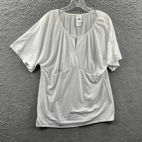 Just My Size JMS Womens Top 1X 16W White Short Sleeve Pullover Shirt | eBay