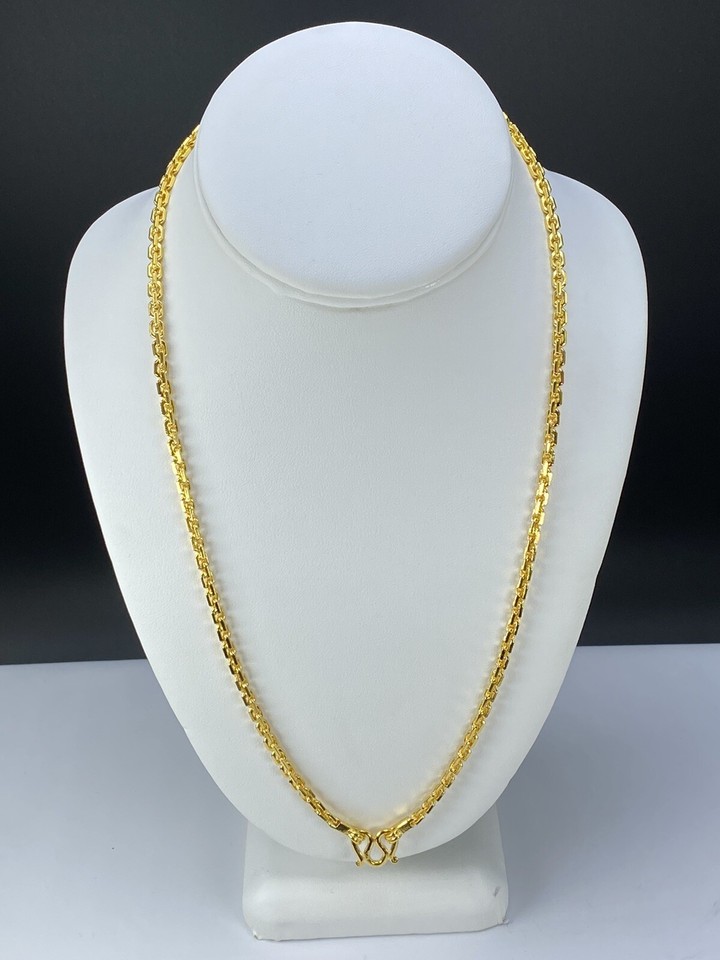 9999 24k Solid Gold anchor link chain necklace 60 Gram 22” 4mm Width | eBay