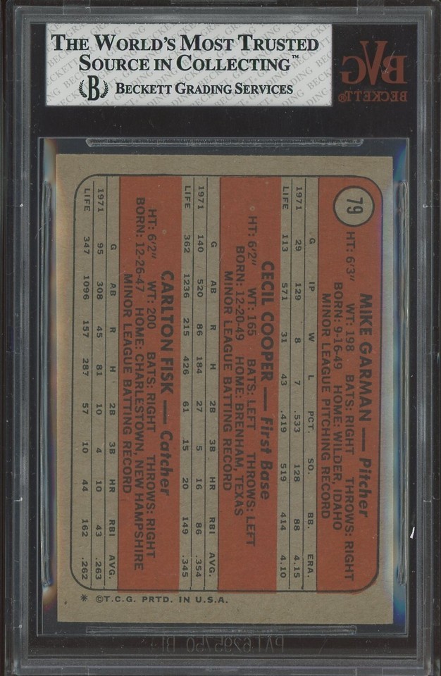 1972 Topps #79 Rookie Stars w/ Cecil Cooper Carlton Fisk RC Rookie HOF ...