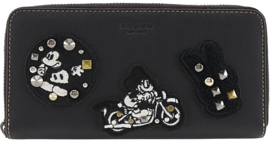 COACH x Disney Mickey Mouse Long Wallet Black Calfski… - Gem