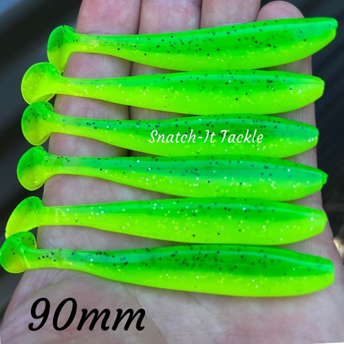 6 Soft Plastic Fishing Lures Paddle TAIL FLATHEAD Bream Bass Redfin Cod ...