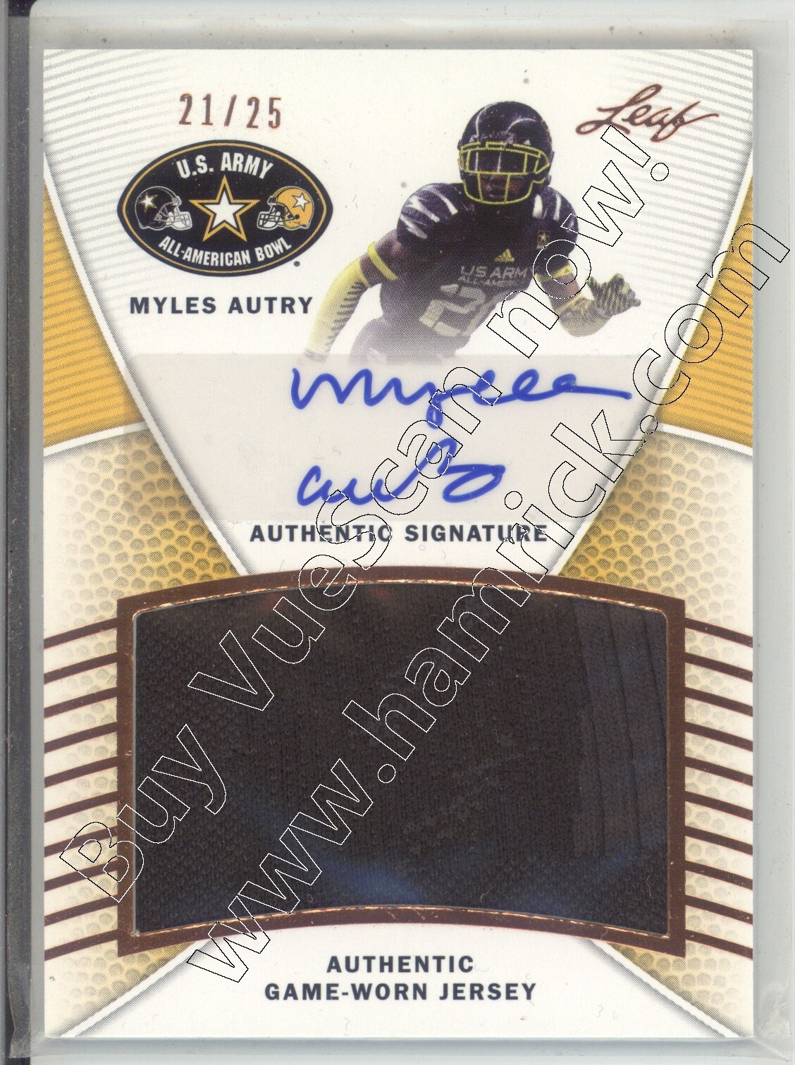 myles autry rookie rc draft gu jersey auto georgia tech army college/hs ...