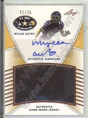 myles autry rookie rc draft gu jersey auto georgia tech army college/hs ...