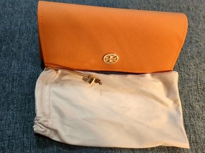 TORY BURCH Authentic Sunglass Case With Drawstring Pouch Gold Logo | eBay