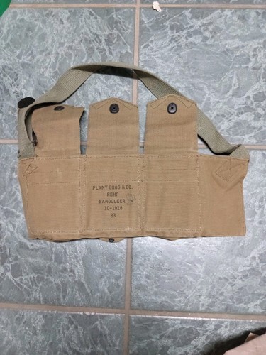 Vintage 1918 ~ US WWI ~ BAR ~ 3 Pouch Right Side Magazine Bandoleer ...