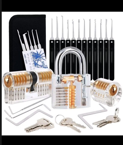 30Pc Locksmith Pick Set W/ 3 Transparent Locks for Practice Training, Rustproof | eBay