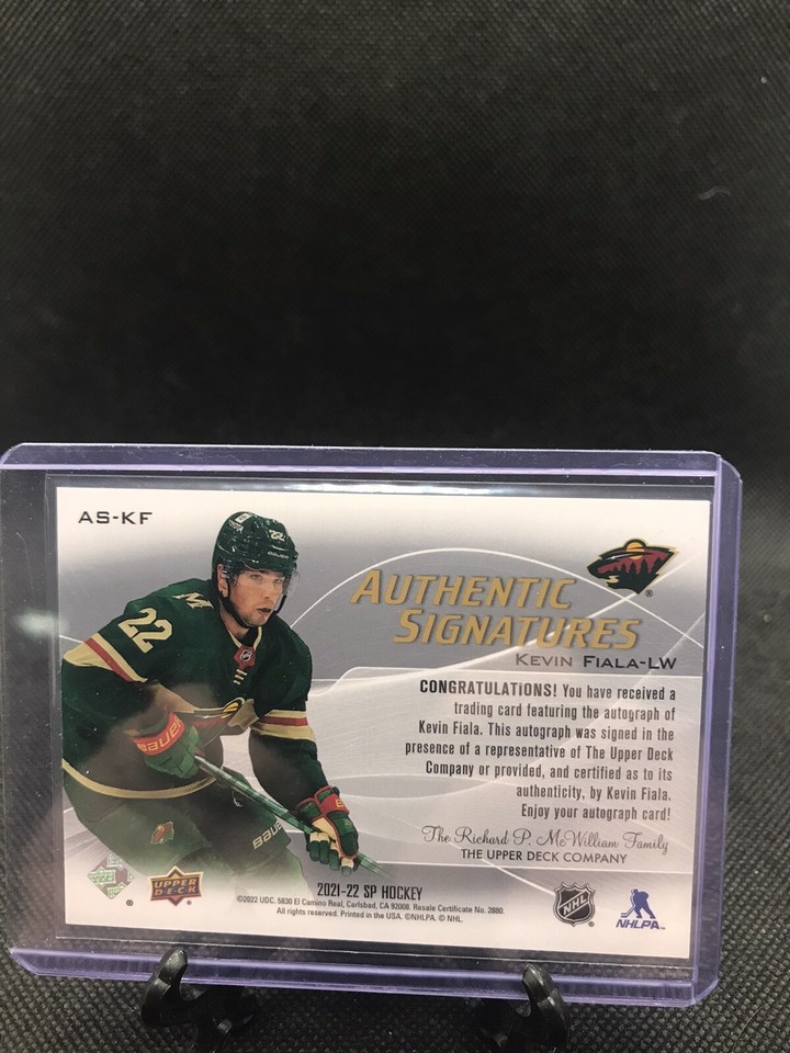 2021-22 Upper Deck SP Authentic Signatures Kevin Fiala Autograph #AS-KF ...