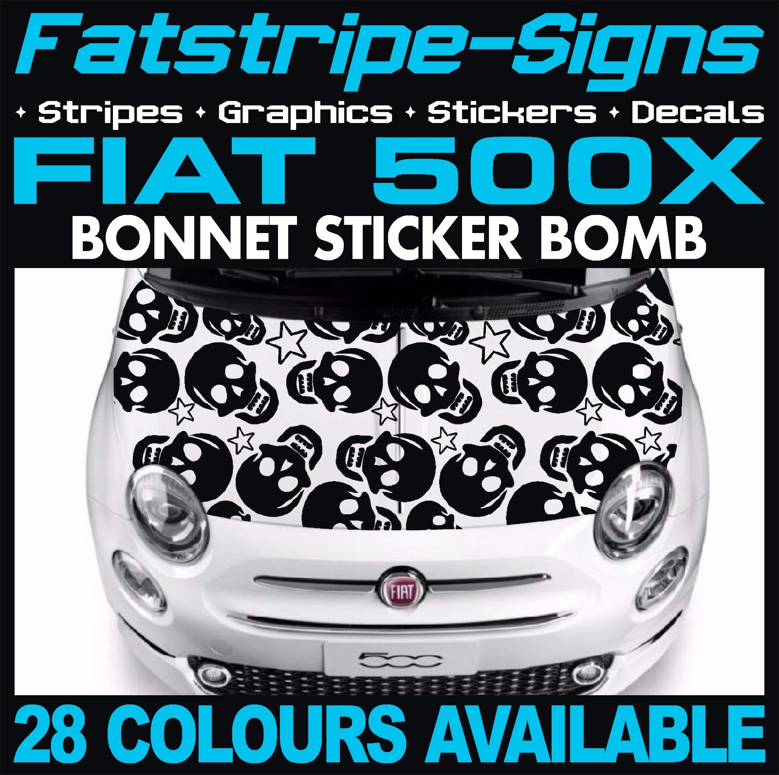 to fit FIAT 500X GRAPHICS VINYL STICKER BOMB BONNET DECALS STICKERS ...