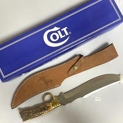 Vintage Colt Knife CT806 15.5" Gunstock Saddle Bowie with Leather ...
