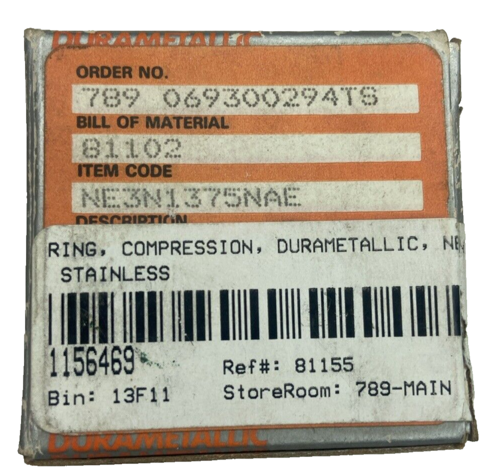 Durametallic NE3N1375NAE 316 Stainless Steel Compression Ring | eBay