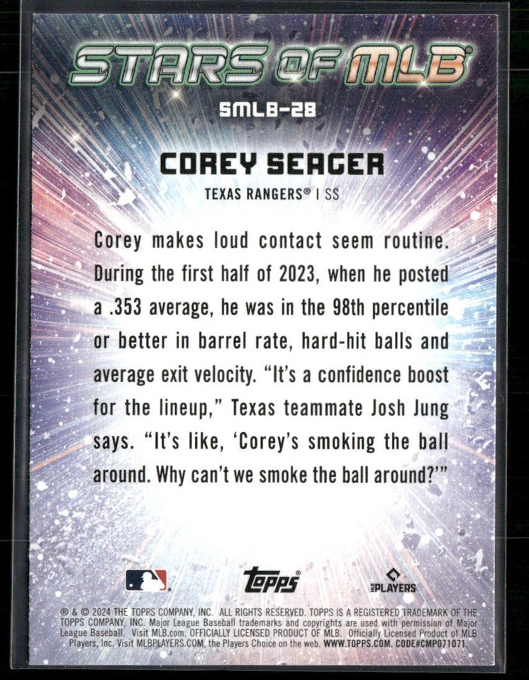 Corey Seager 2024 Topps Stars of the MLB #SMLB-28 | eBay