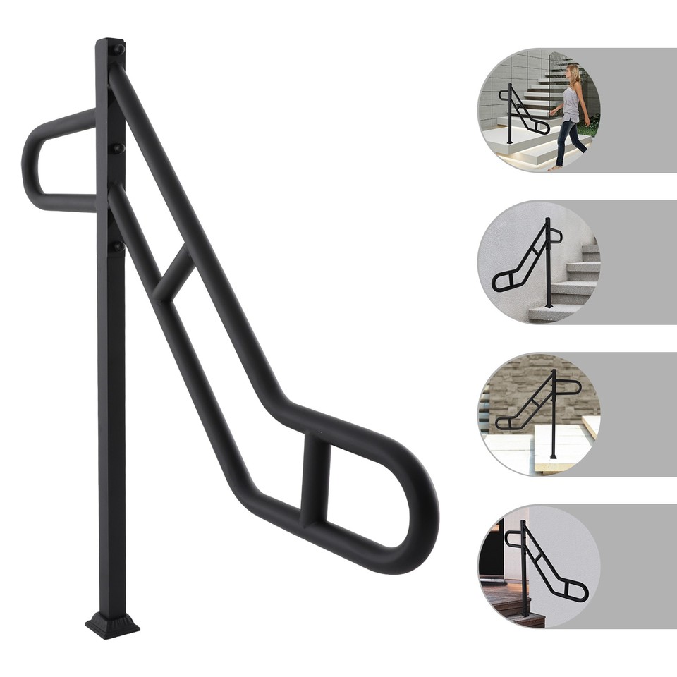 Single Post Handrail Floor Mount 1-3 Steps Stair Railing For Porch ...