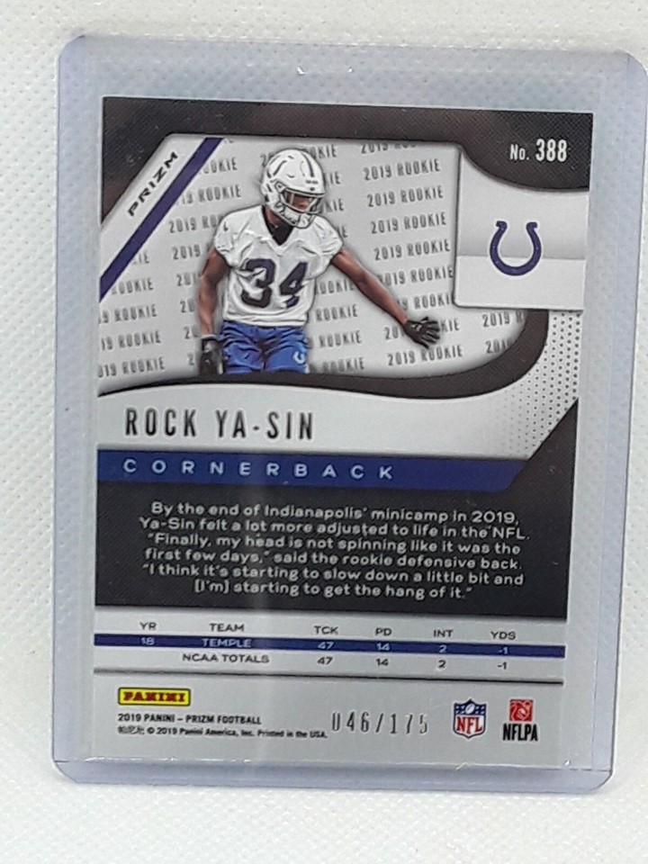 Rock Ya-Sin 2019 Prizm Football - HYPER RC (046/175) - Indianapolis ...