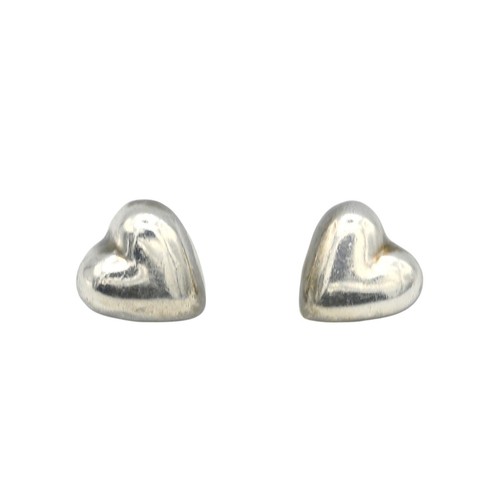 VINTAGE DESIGNER TIFFANY & CO PUFFY HEART STUD EARRINGS STERLING SILVER SIGNED | eBay