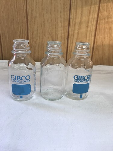 Qty 3-Wheaton Gibco 100 ML Glass Graduated Media Bottles Vintage Lab ...