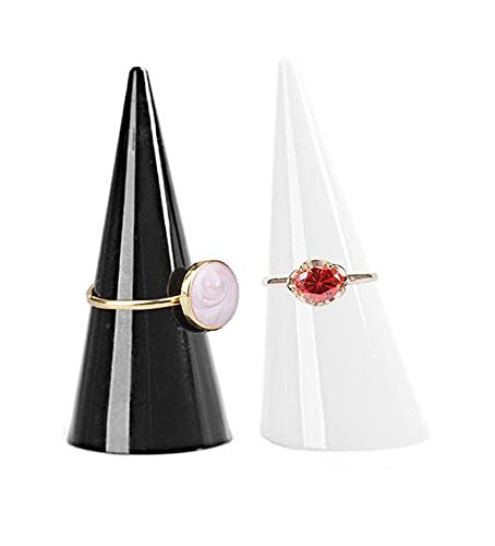 2 Pcs Acrylic Jewelry Ring Display Holder Solid Cone Shape Finger Ring ...
