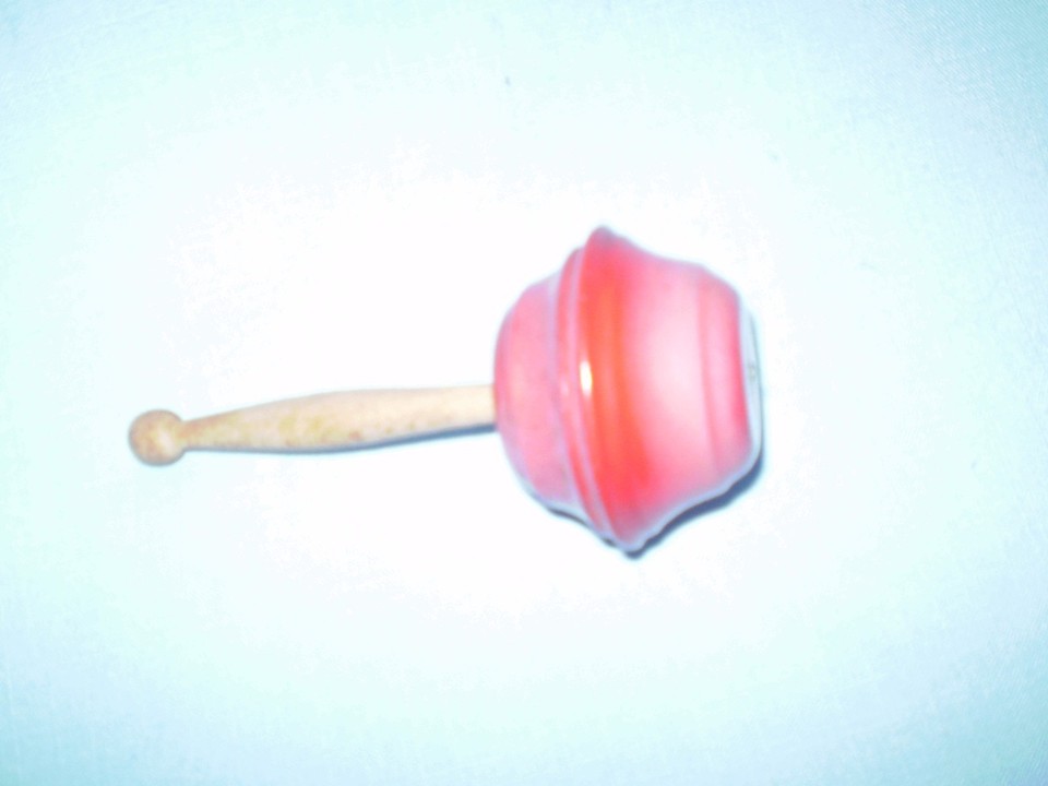 Old Metal Baby Rattle Toy Metal wood Color Red | eBay