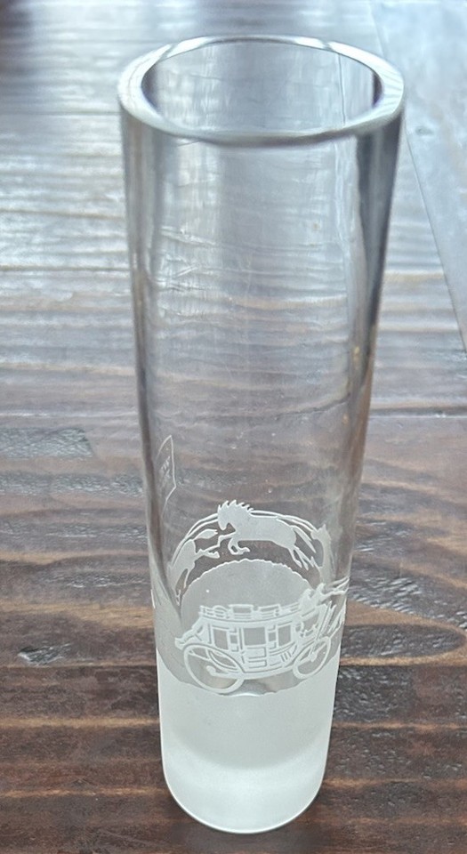 Vintage Wells Fargo Bank Stagecoach Logo Etched Glass Vase 8”x2” | eBay UK