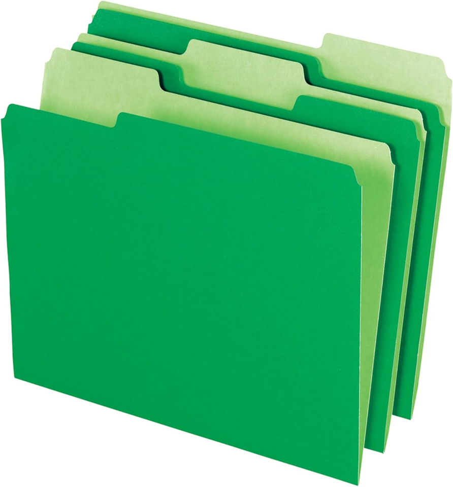Office Depot File Folders, Letter, 1/3 Cut, Bright Green, Box of 100 ...