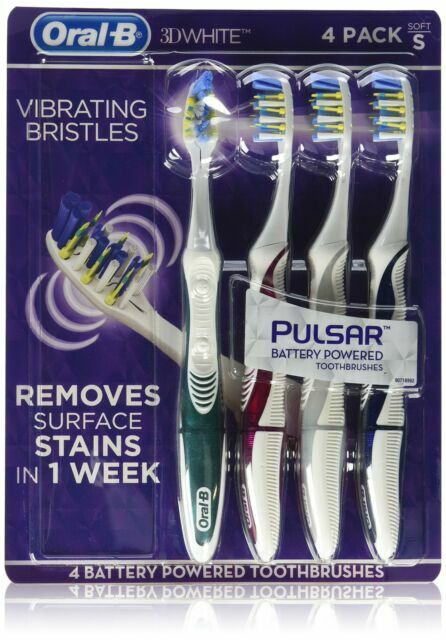 Oral-B Pulsar 3D White Soft Vibrating Battery Powered Toothbrushes ...
