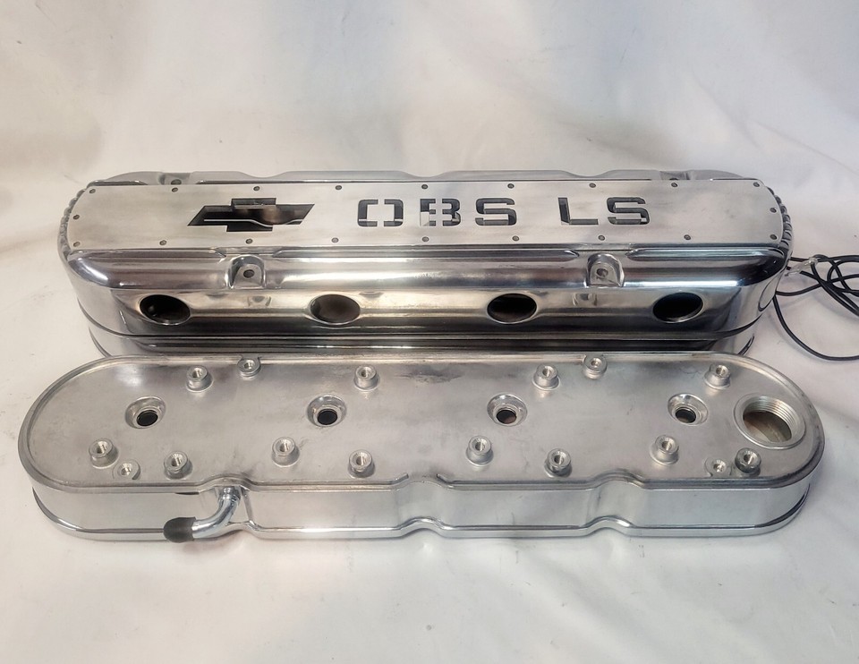 Aluminum finned Valve Covers w/ Coil Mounts Cover for LS Polished OBS ...