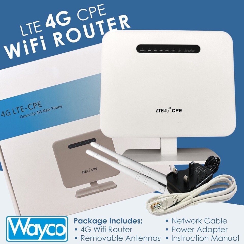 4G Wireless Router 300Mbps Removable External Antenna WiFi & SIM Card ...
