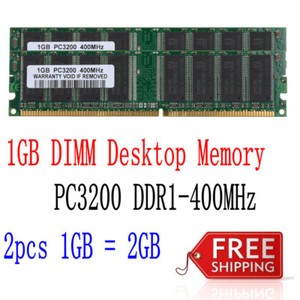 2GB 2x 1GB DDR1 400MHz PC1-3200 184pin 2.5V Non-ECC Desktop DIMM RAM ...