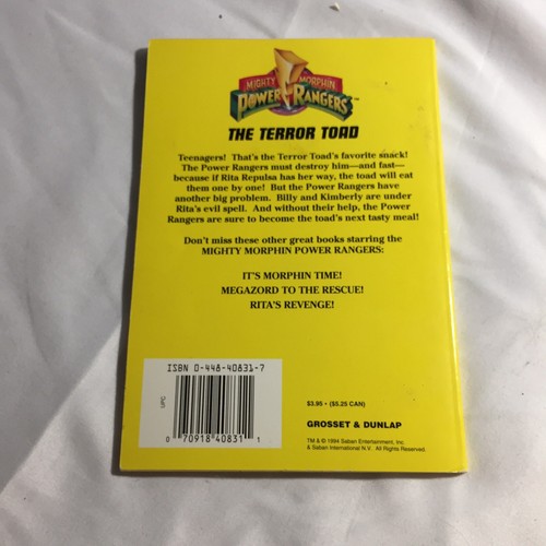 Vintage 1994 Paperback Mighty Morphin Power Rangers The Terror Toad ...