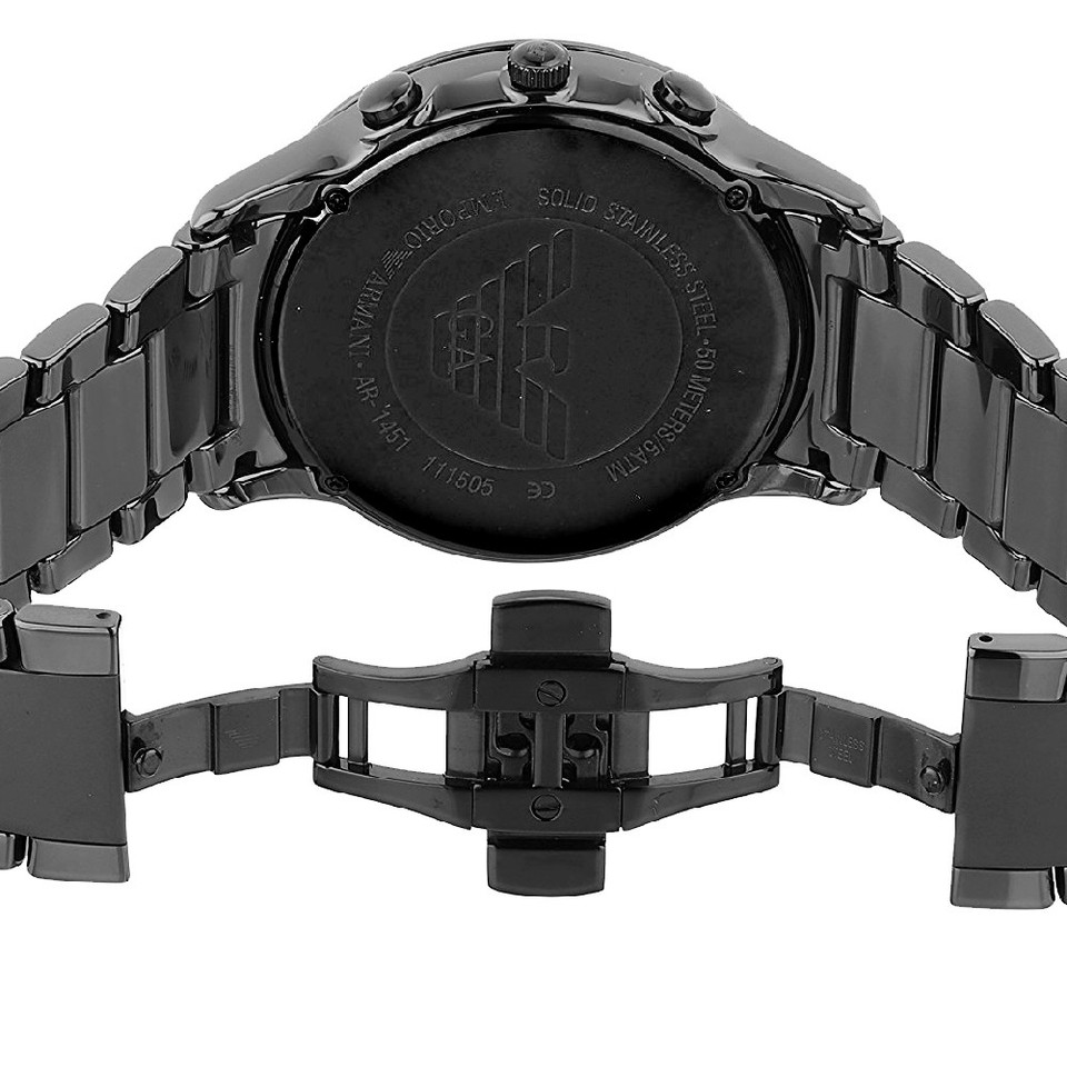 EMPORIO ARMANI MENS CERAMICA CHRONOGRAPH WATCH AR1451 BLACK DIAL, RRP £ ...