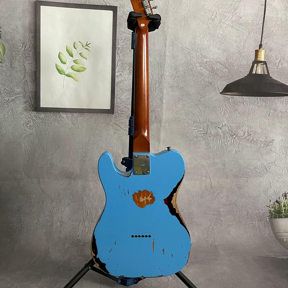 Bule Vintage Relic TL Electric Guitar HS Pickup Maple Neck Fixed Bridge ...