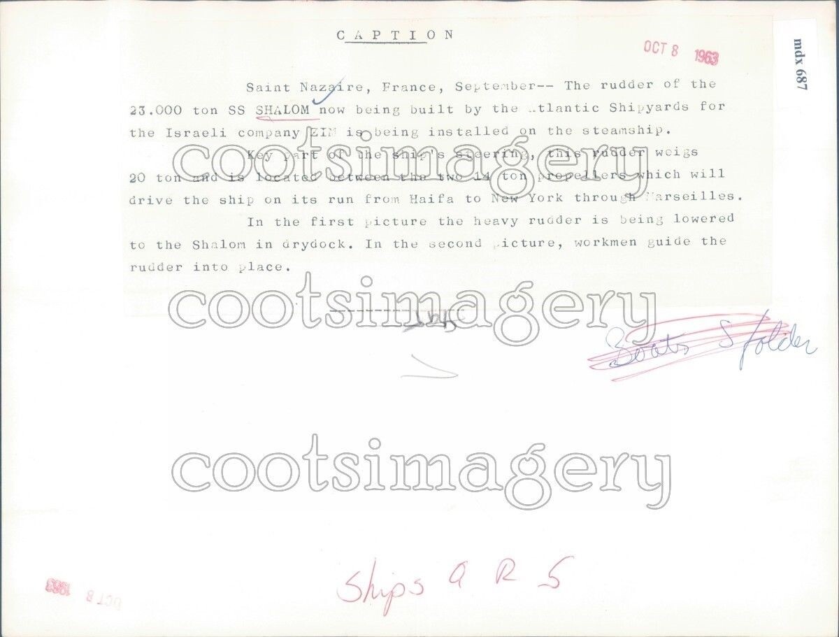 1963 Press Photo ZIM Israeli Ship SS Shalom | eBay