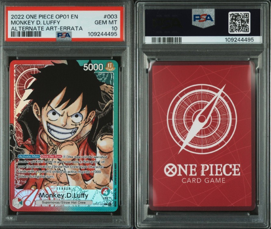 One Piece Card Monkey D. Luffy OP01-003 Alt Art, Romance Dawn Psa10 ...