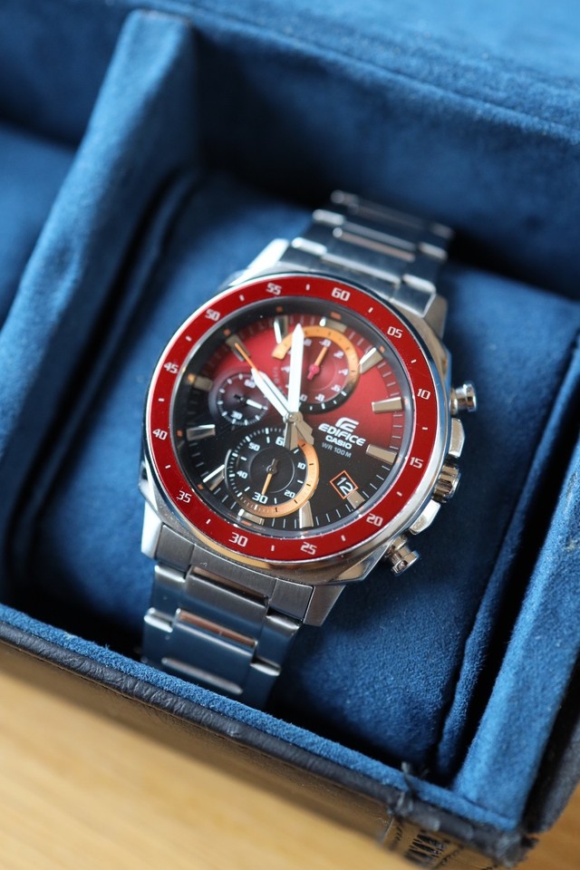 Casio Edifice EFV‑600D‑4AVUDF Red Dial Chronograph – Needs New Battery ...