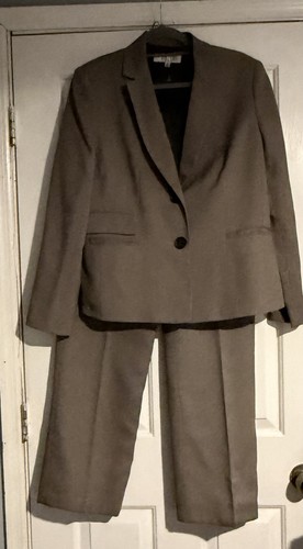Kasper 2 Piece Tan & Black Print Pant Suit Women Size 14 Business ...